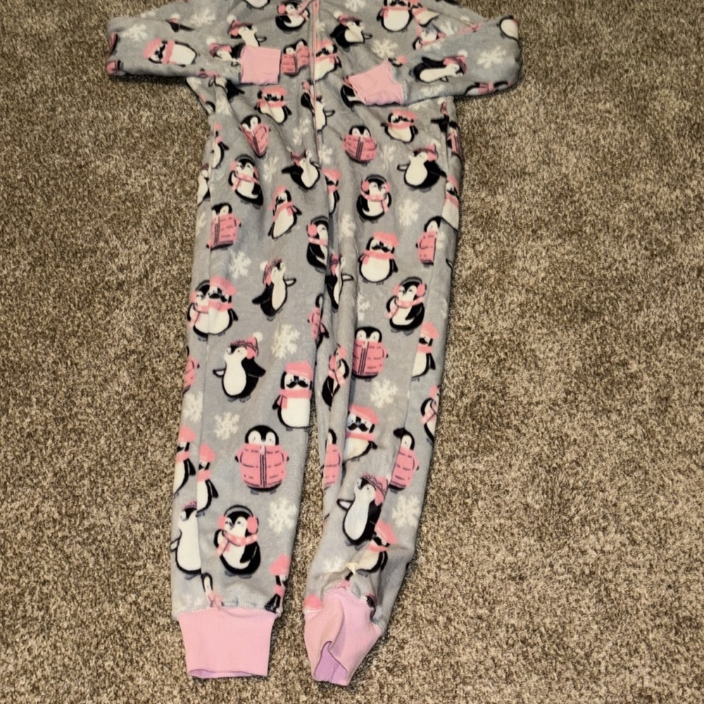 Munki Munki Plush Penguin Onesie Pajamas Size Large - Gem